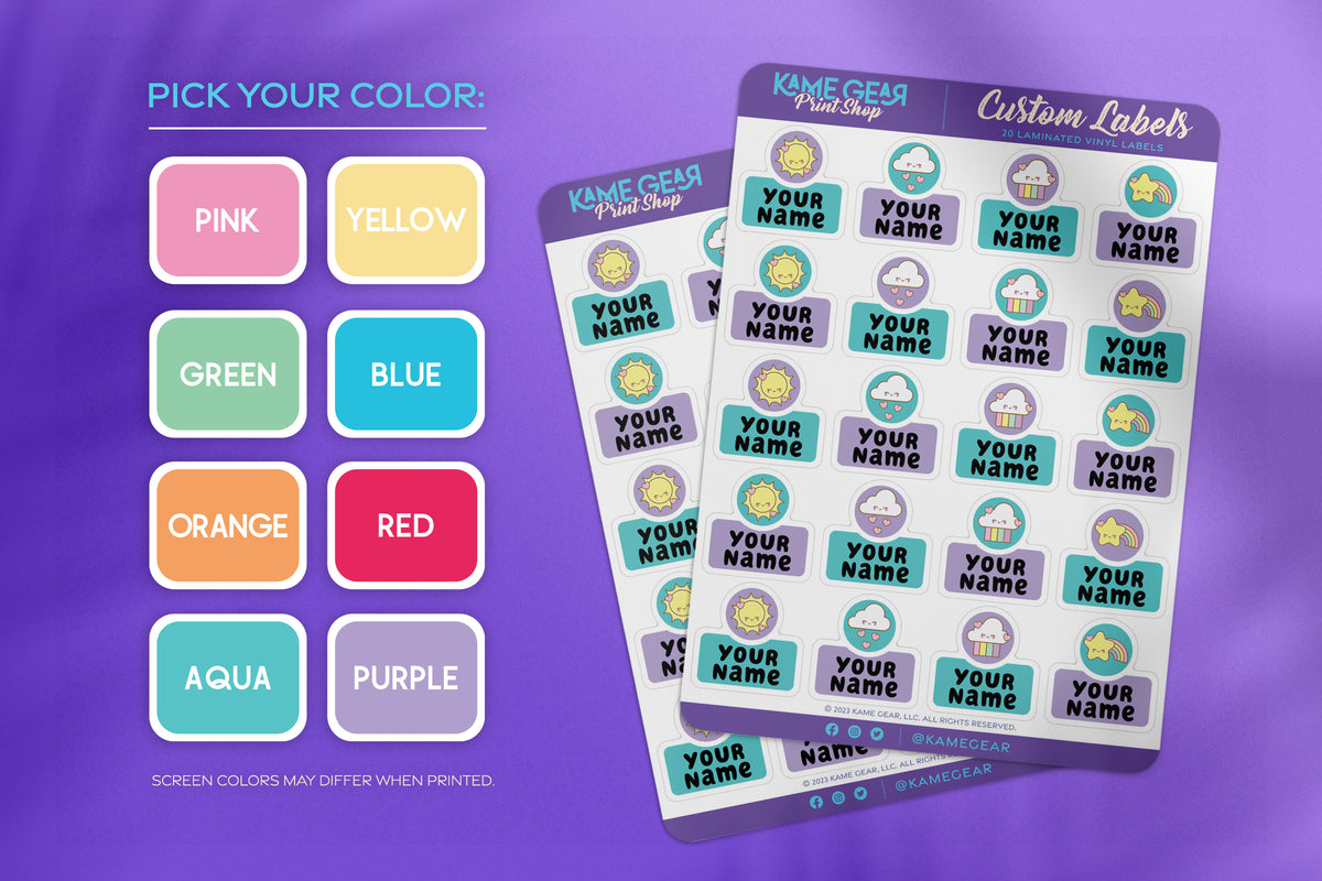 Pretty Stars Name Labels | Kame Gear